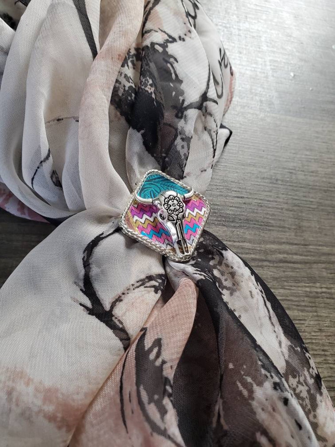 Unique Scarf Slide, Longhorn Cow Scarf Slide Bling Concho, Wild Rag ...