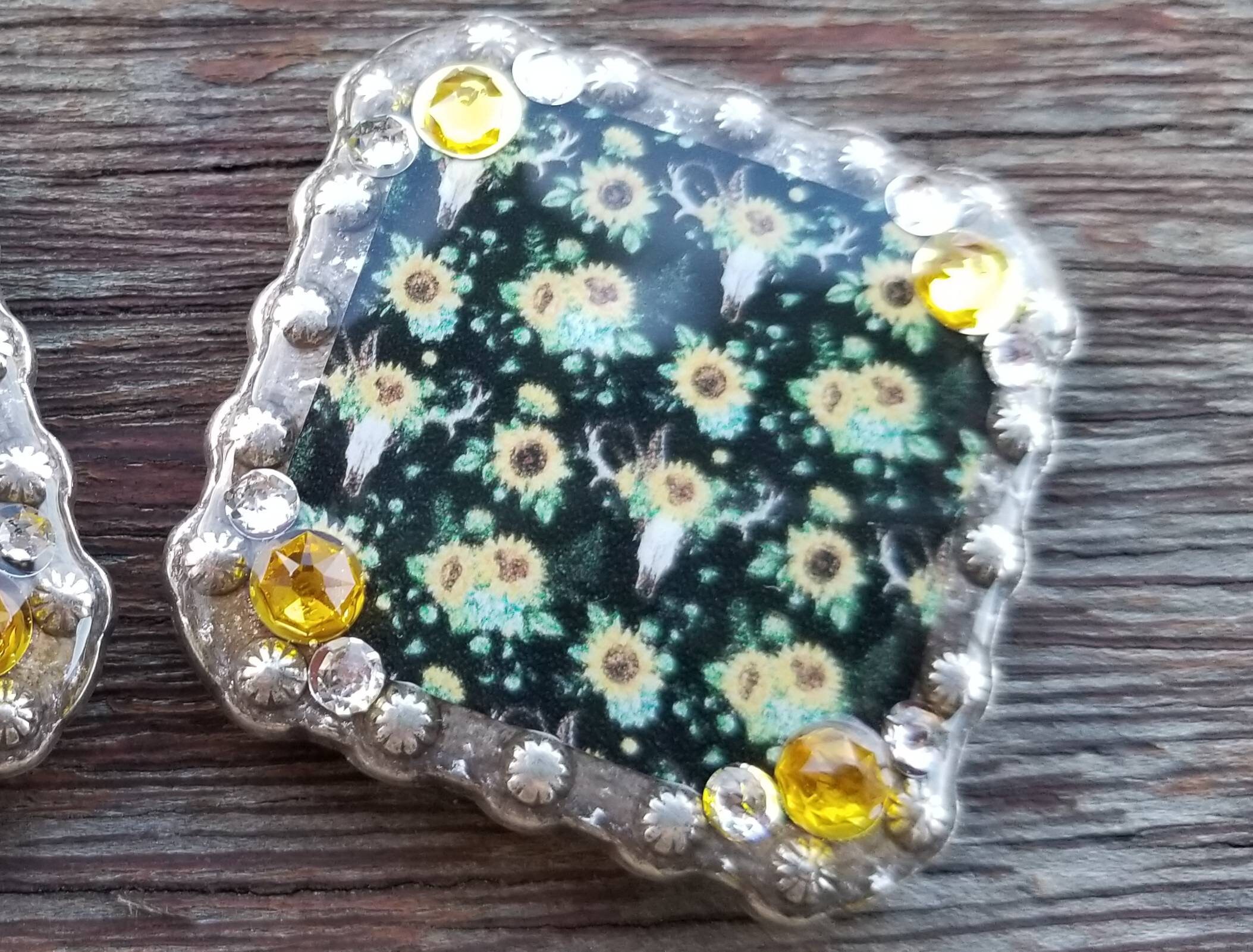 Longhorn and Sunflower Bling Conchos Bling for Bridles | Etsy