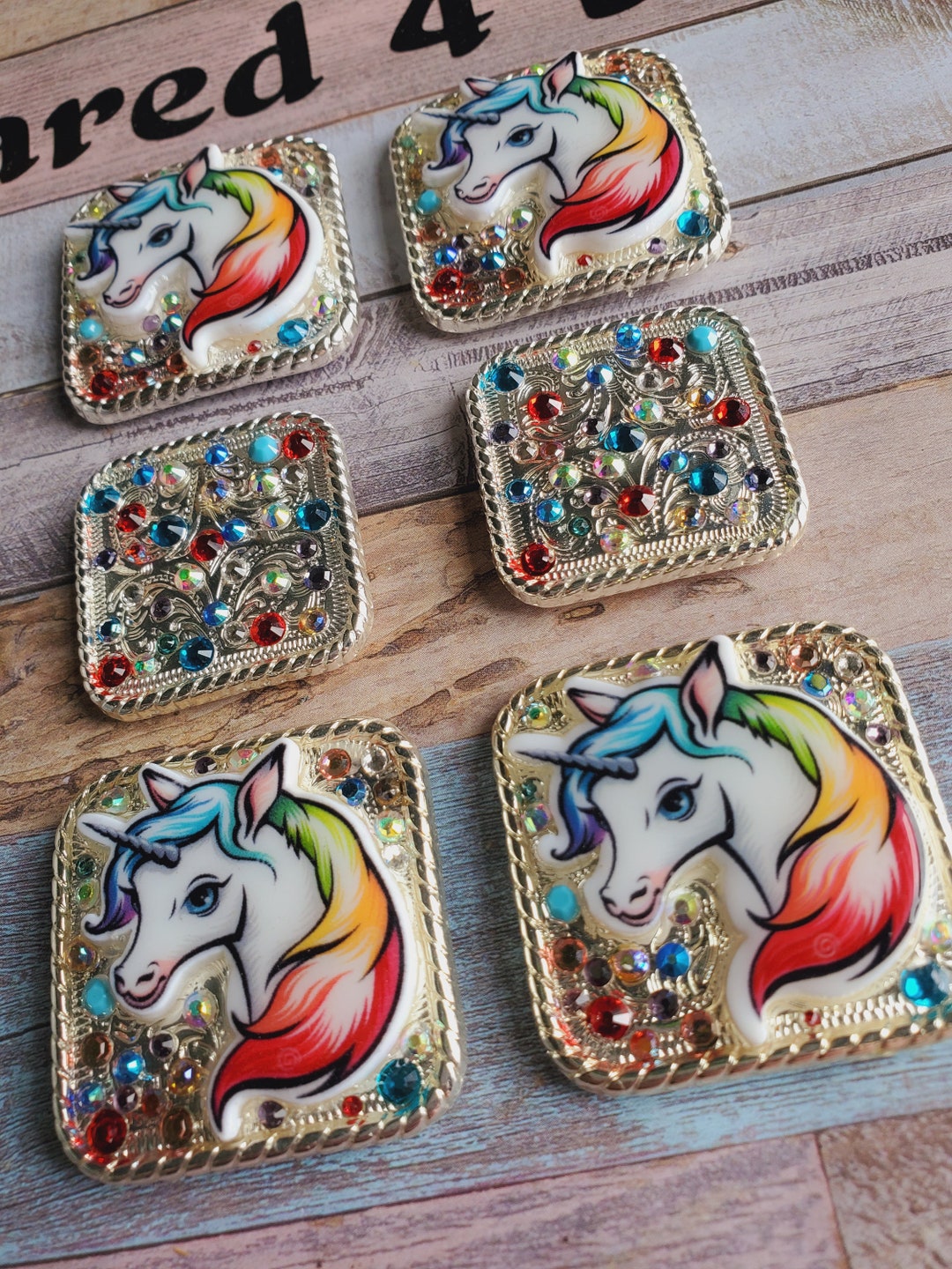 Large Unicorn Saddle Concho Tack, Swarovski Bling Conchos, Unique Bling ...