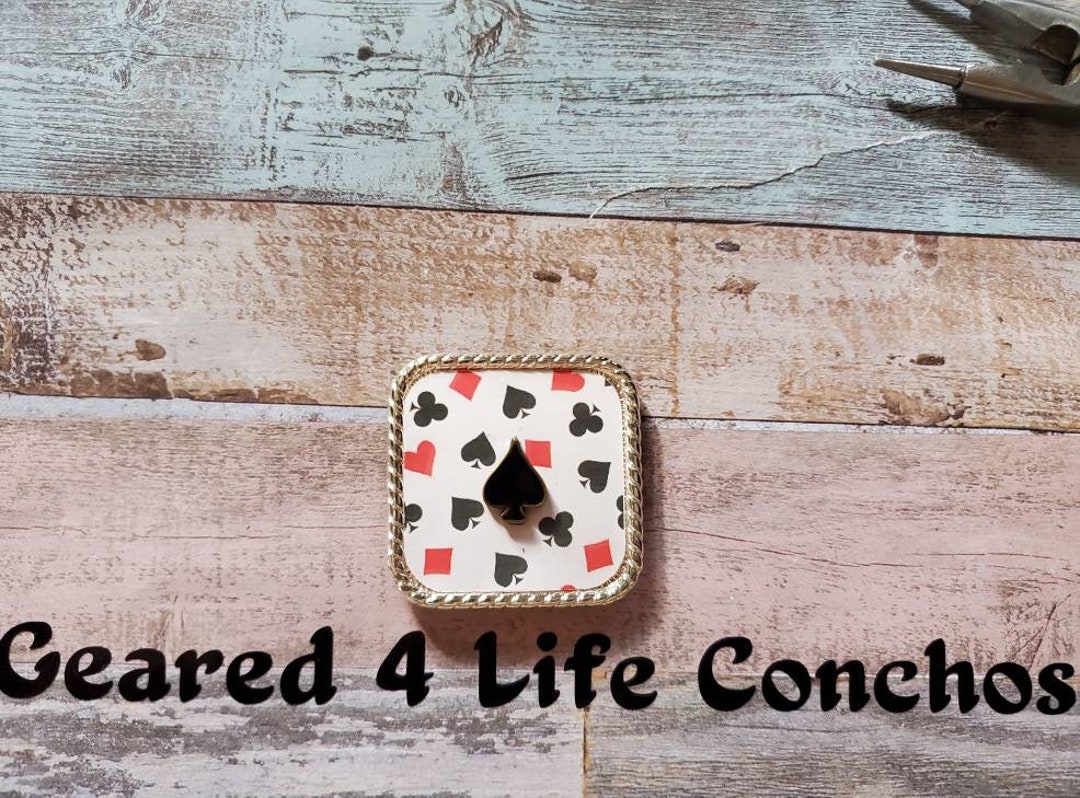 Gambler Pattern Spade Square Conchos,scarf Slide, Belt Diy Replacement ...