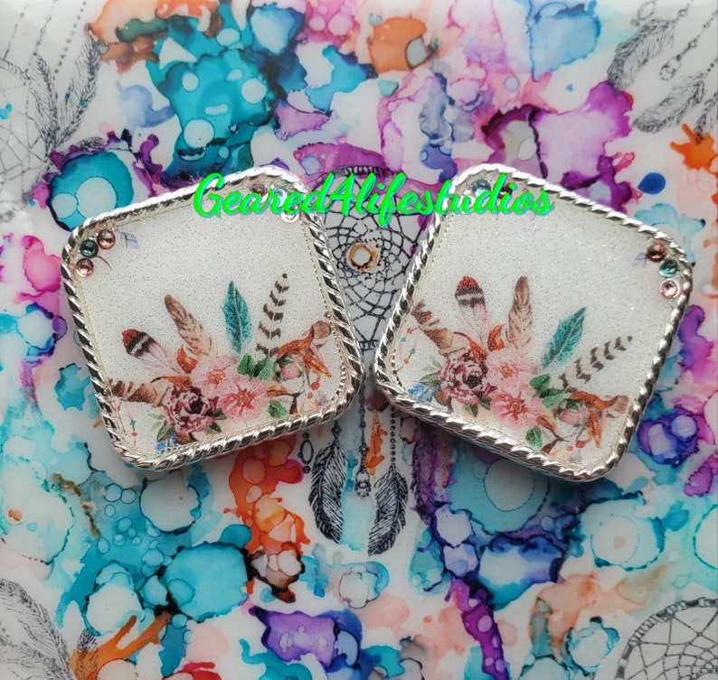 Floral Conchos Feather Tack Unique Conchos Custom Conchos - Etsy