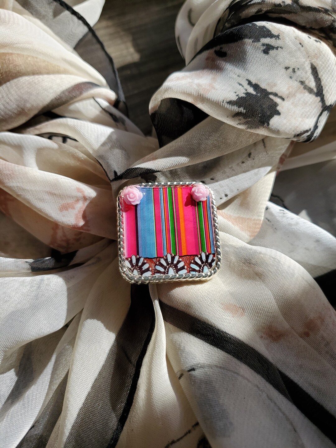 Serape Flower Western Concho Slide , Leather Decoration, Diy Leather ...