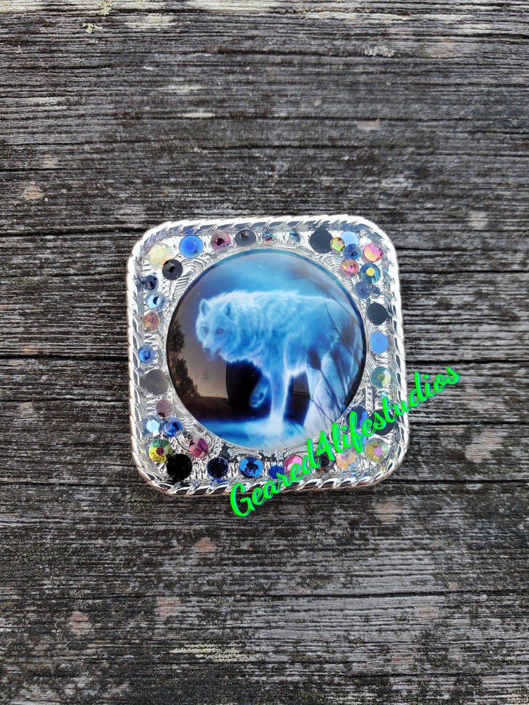 Scarf Slide, Concho, Unique Concho, Wolf Concho, Concho for Bracelet ...