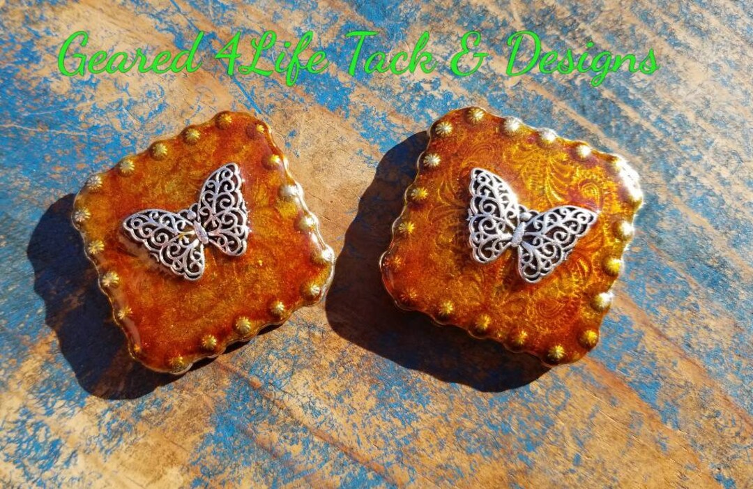 Faux Amber Butterfly Concho, Sparkle Butterfly Leather Decorations ...