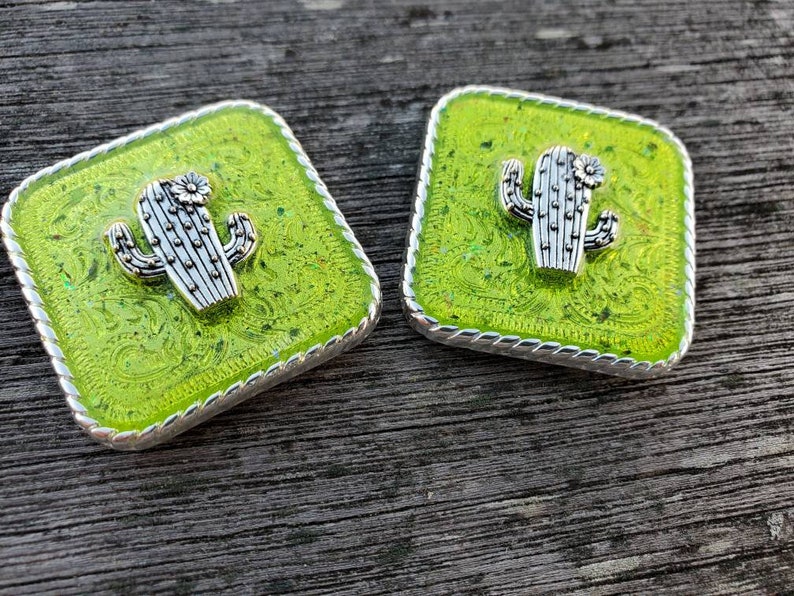 Glitter Lime Green Tack, Cactus Tack, Cactus Concho, Leather ...