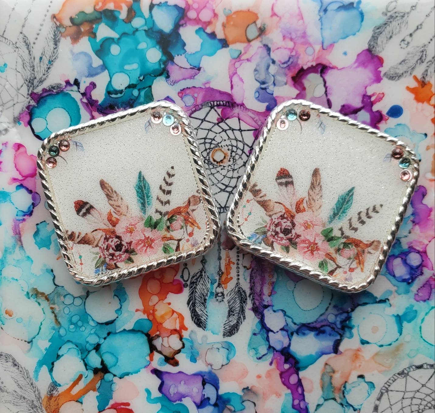 Floral Conchos Feather Tack Unique Conchos Custom Conchos - Etsy