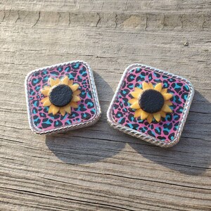 Pink Cheetah Print Concho, Sunflower Conchos, Sunflower Tack, Cheetah ...