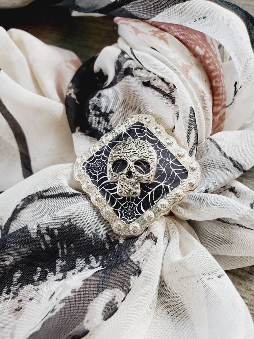 Sugar Skull Concho, Halloween Lover Skull Concho, Scarf Slide,wild Rag ...