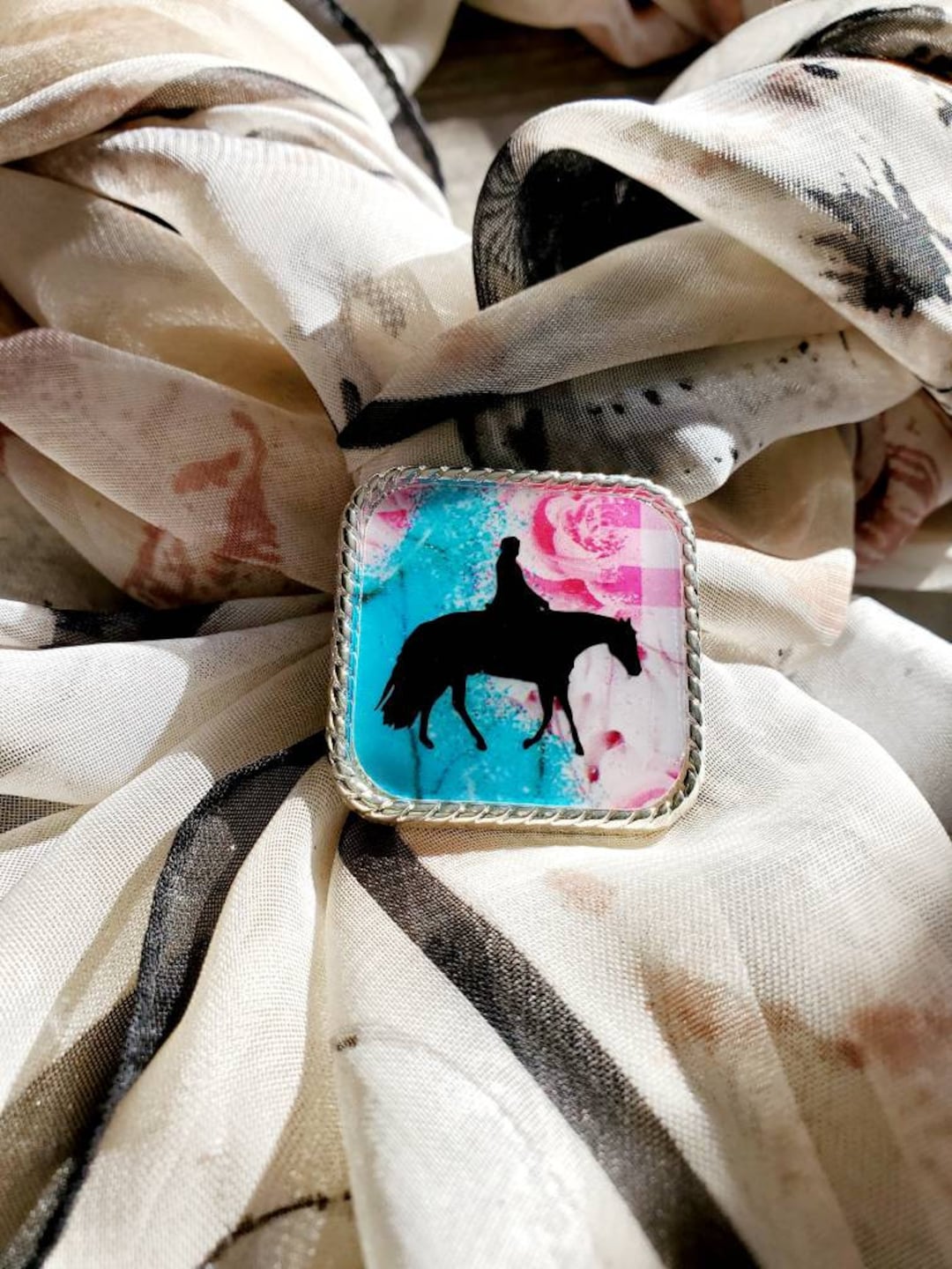 Horse Turquoise Scarf Slide, Bandana Slide, Western Accessories, Wild ...