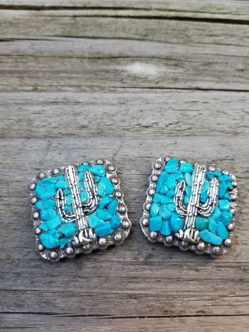 Cactus Stone Inlay Custom Concho Turquoise Inlay Stone Concho - Etsy