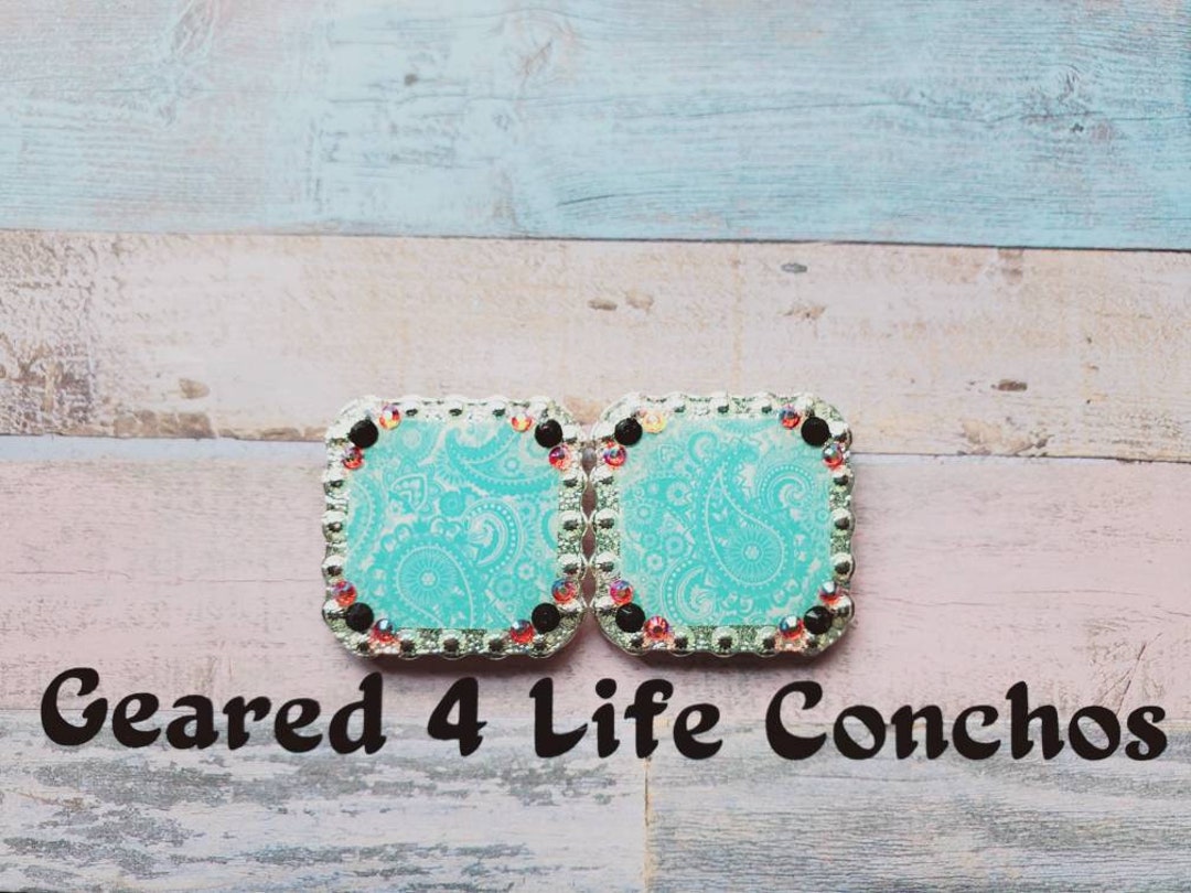 Paisley Bling Conchos, Bling Square Conchos, Custom Conchos, Bridle ...