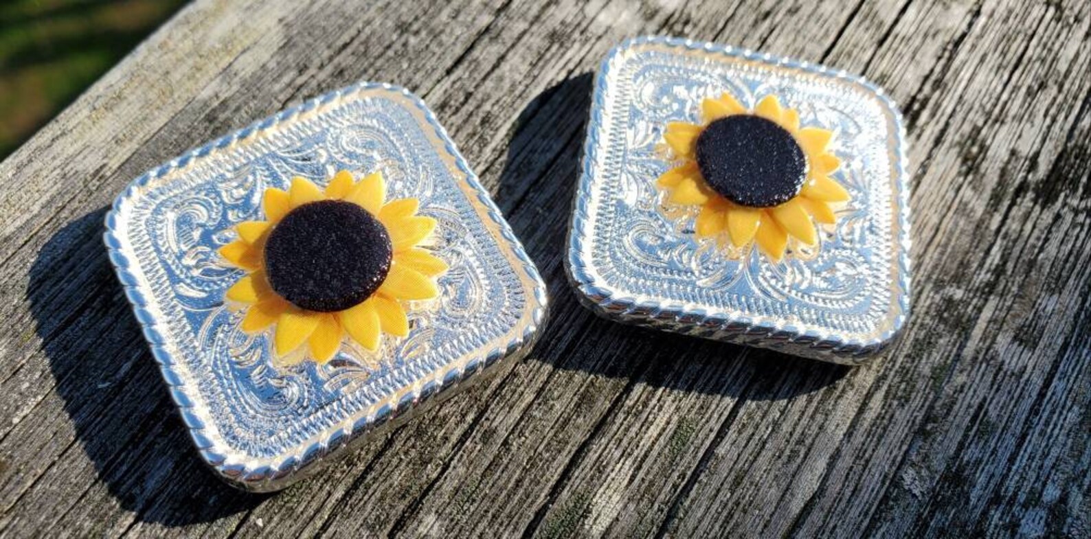 Sunflower conchos sunflower tack sunflower concho set | Etsy