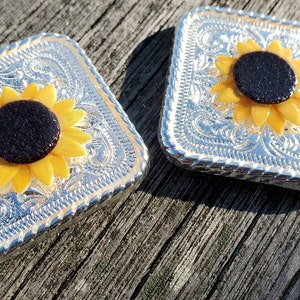 Sunflower conchos sunflower tack sunflower concho set | Etsy