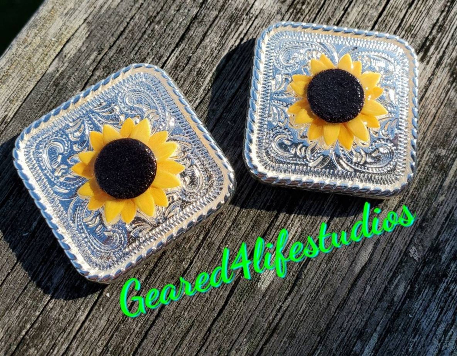 Sunflower conchos sunflower tack sunflower concho set | Etsy