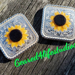 Sunflower conchos sunflower tack sunflower concho set | Etsy