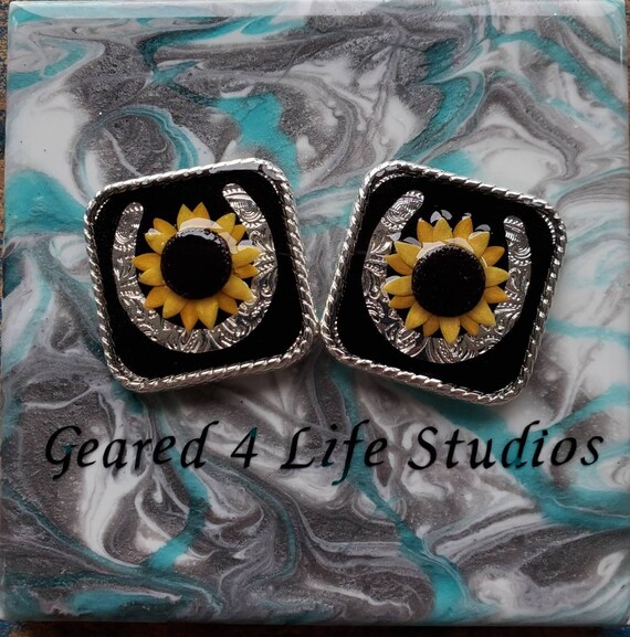 Sunflower Conchos Custom Conchos Scarf Slide Western | Etsy