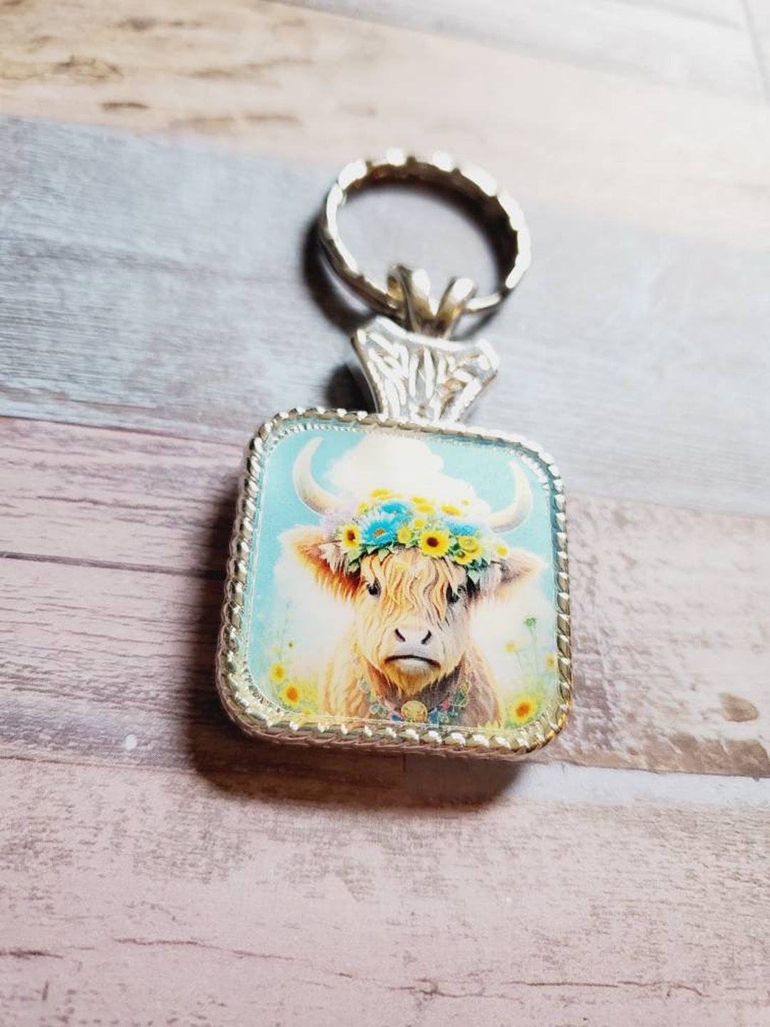 Highland Cow Concho, Western Keychain, Concho Pendant, Custom Concho ...