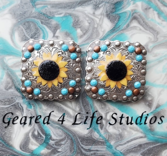 Sunflower Conchos Sunflower Tack Sunflower Concho Set | Etsy