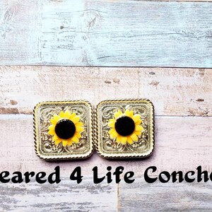 Sunflower Conchos, Sunflower Tack, Sunflower Concho Set, Floral Concho ...