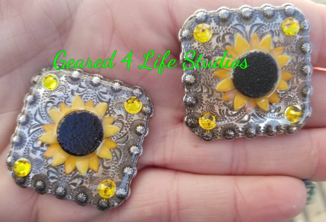 Sunflower Conchos, Sunflower Tack, Sunflower Concho Set, Floral Concho ...