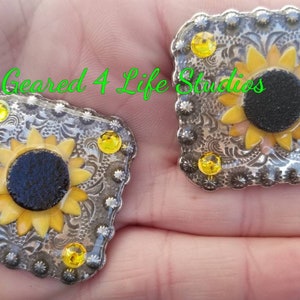 Sunflower Conchos, Sunflower Tack, Sunflower Concho Set, Floral Concho ...