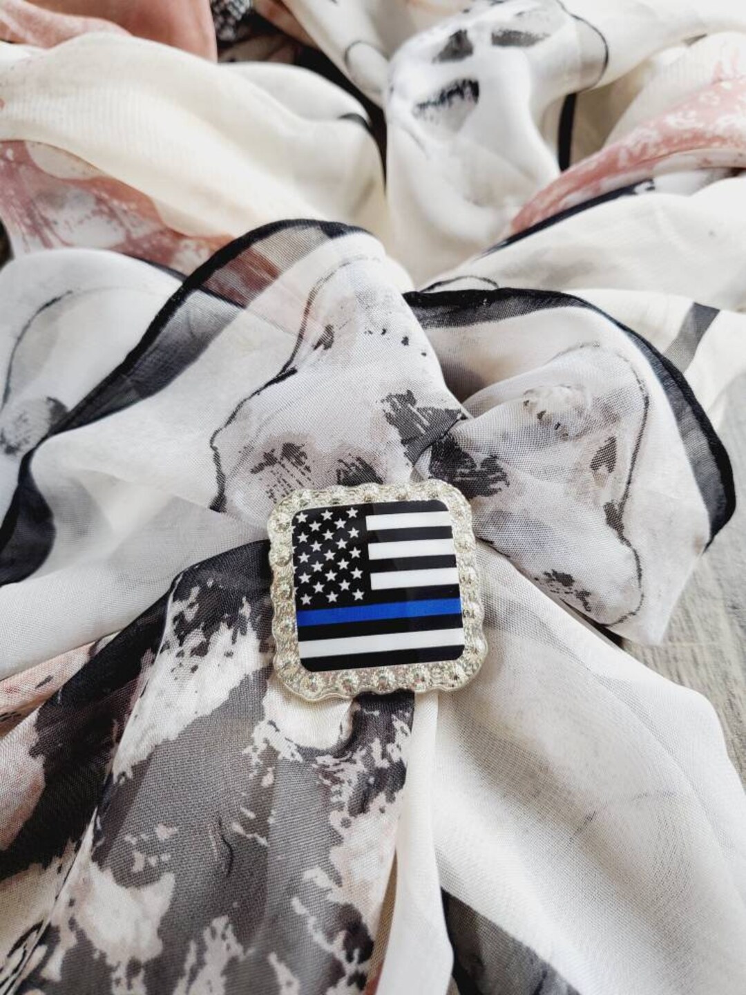 Unique Scarf Slide, Back the Blue Scarf Slide Bling Concho, Wild Rag ...