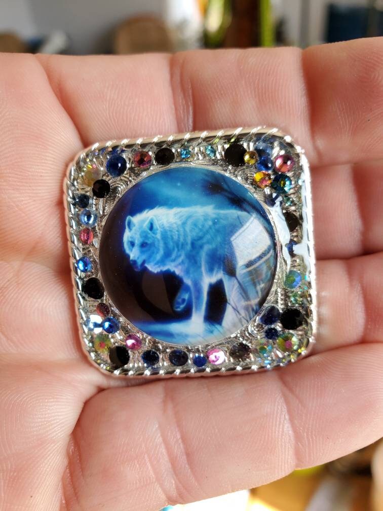 Scarf slide concho unique concho wolf concho concho for | Etsy