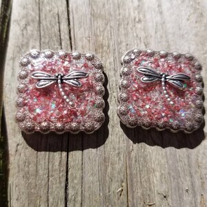 Unique Concho, Draggonfly Concho, Custom, Pink Glitter, Faux Druzy ...