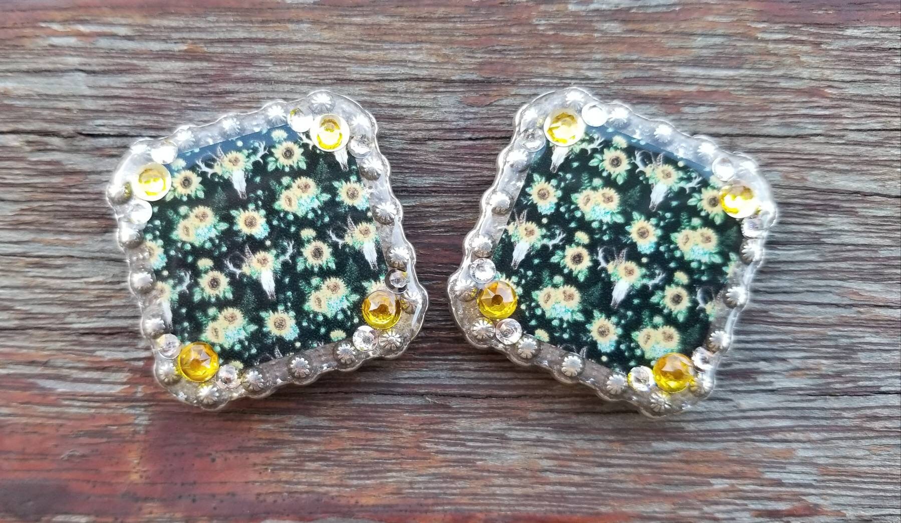 Longhorn and Sunflower Bling Conchos Bling for Bridles | Etsy