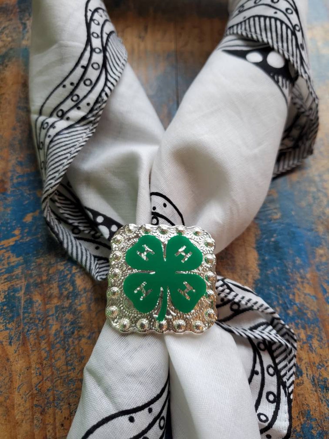 Wild Rag Scarf Slide, 4H Clover Scarf Slide Bling Concho, Handkerchief ...