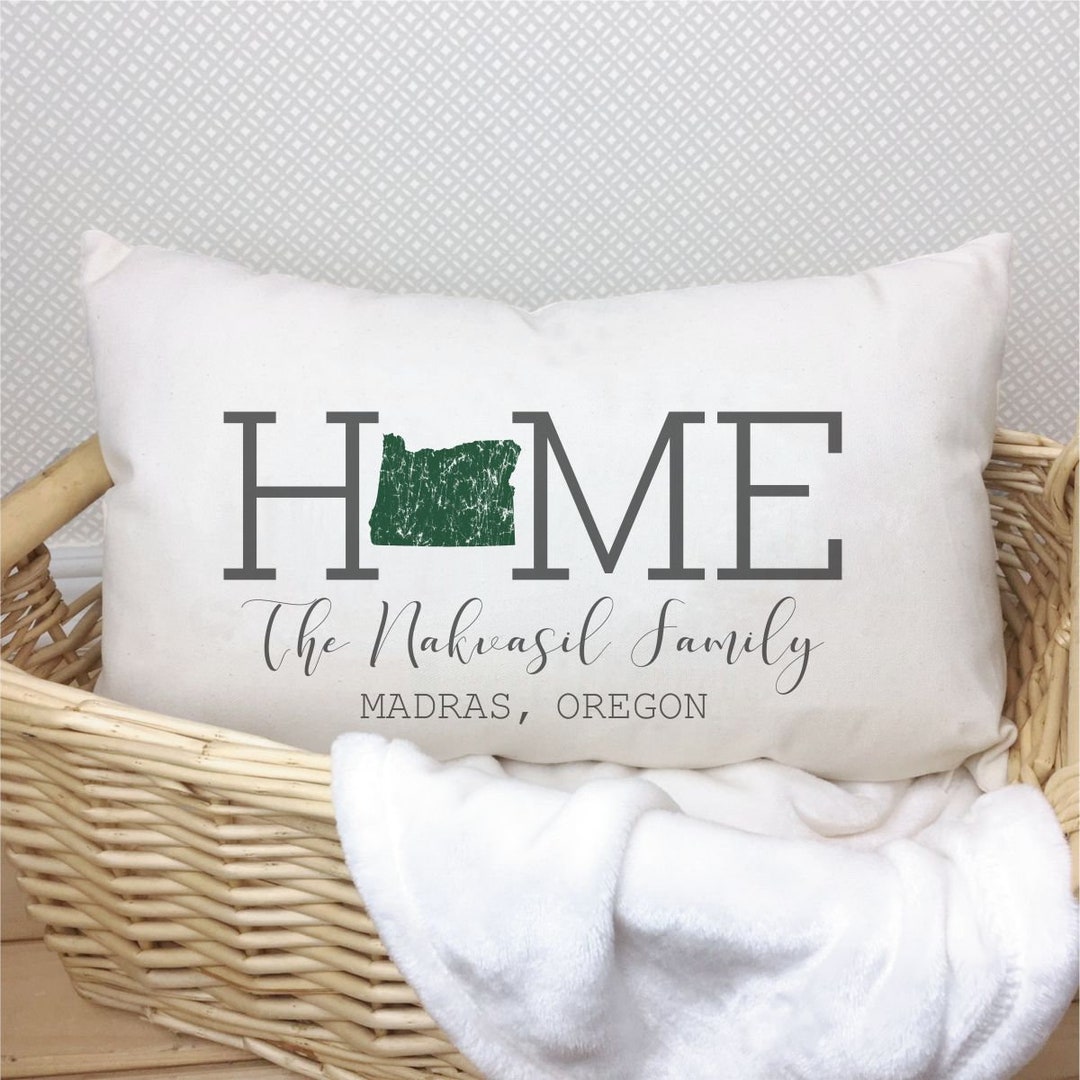 Custom Family Pillow, Oregon Home State Pillow, Oblong Lumbar ...
