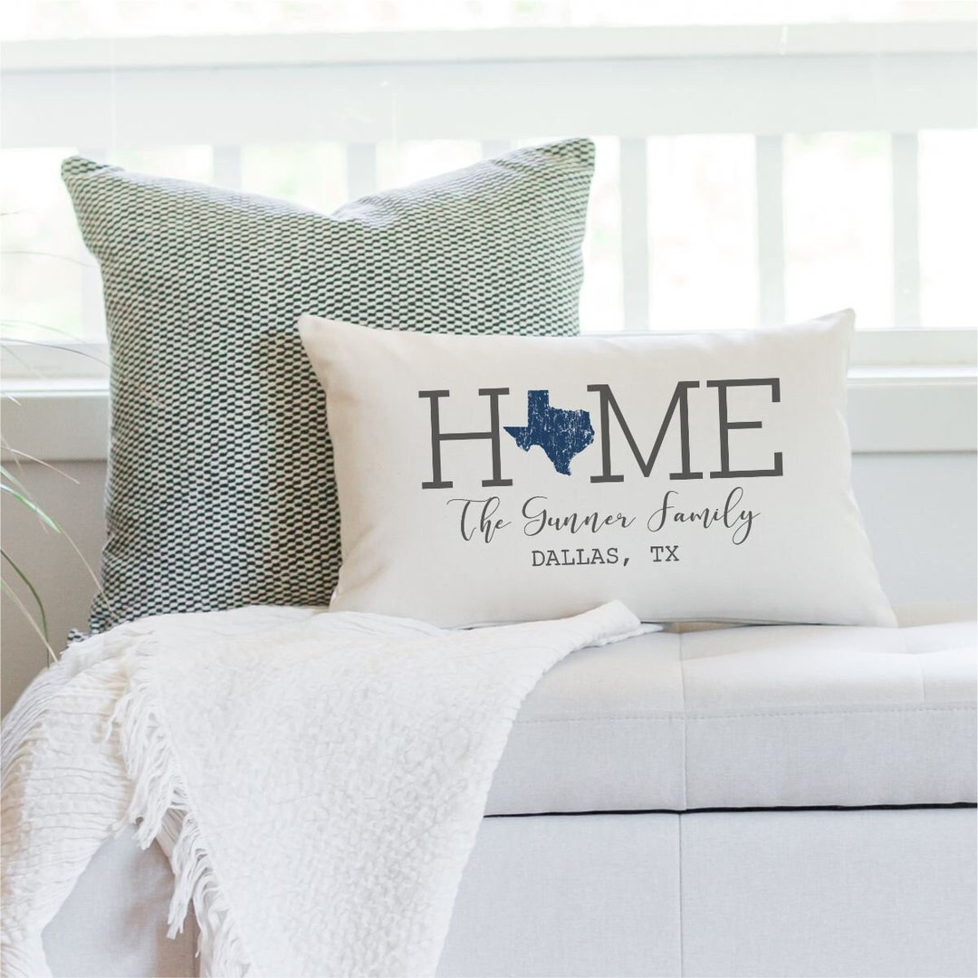 Custom Family Pillow, Texas Home State Pillow, Oblong Lumbar ...