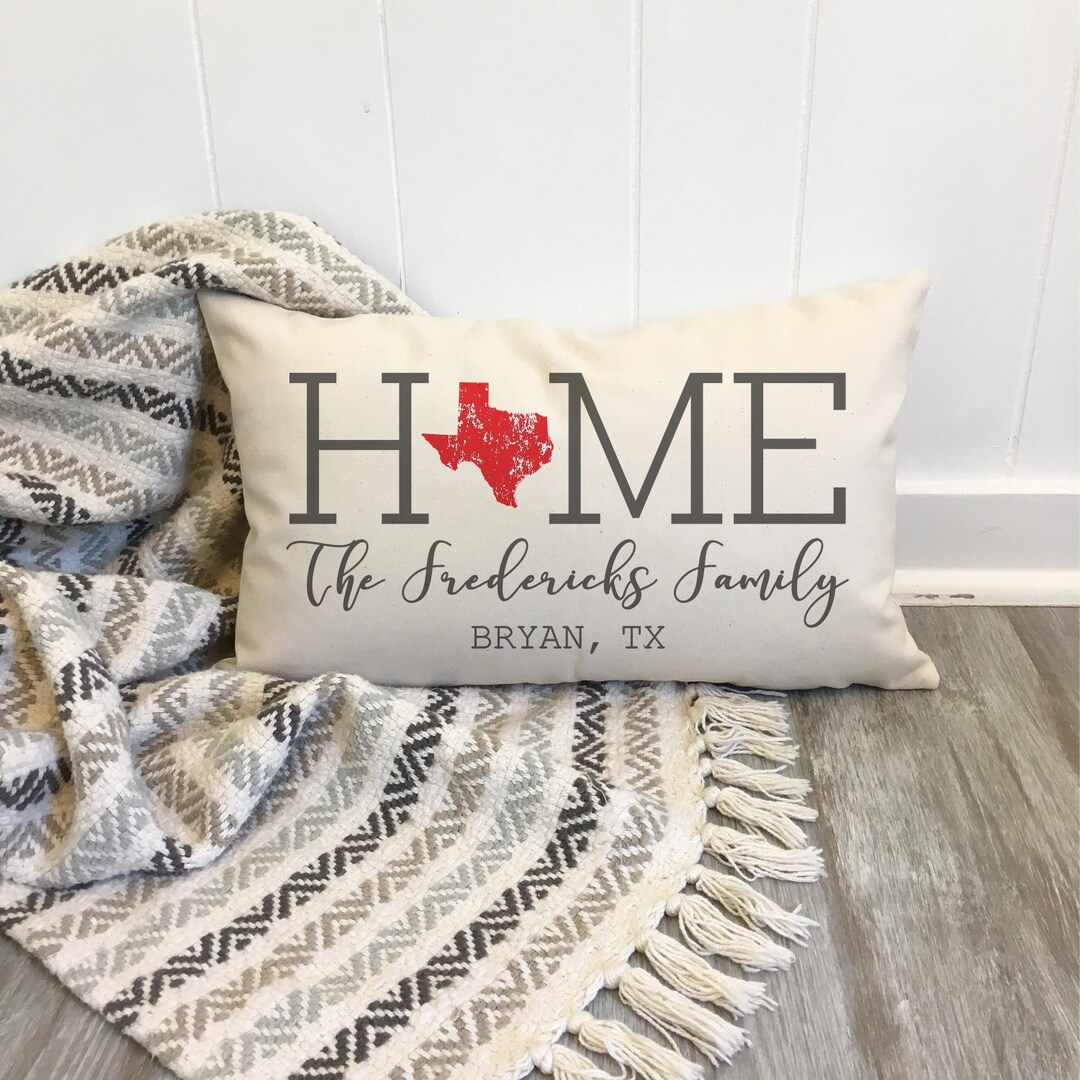 Custom Family Pillow Texas Home State Pillow Oblong Lumbar - Etsy