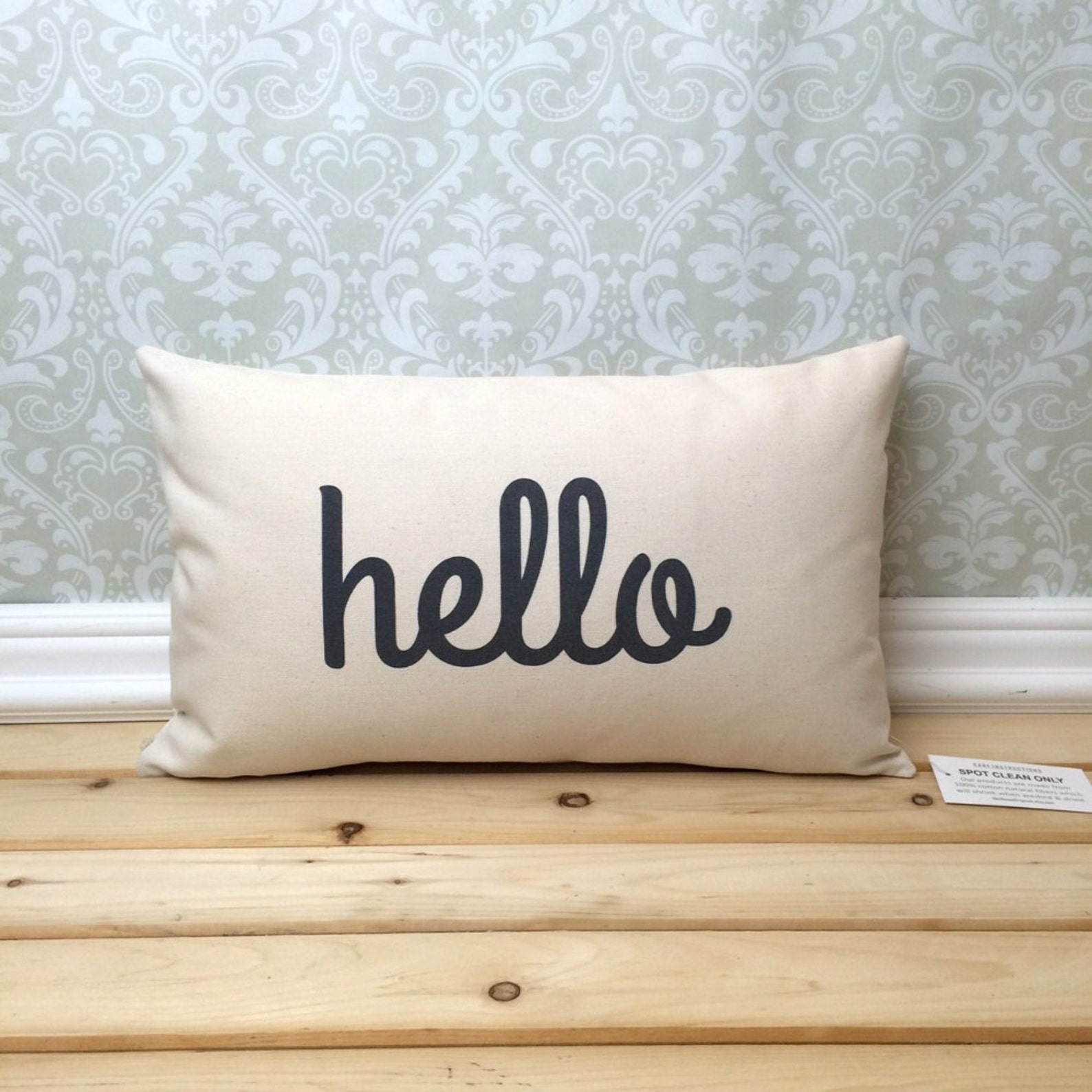 Hello Pillow with Insert Entry Way Pillow Lumbar Pillow | Etsy