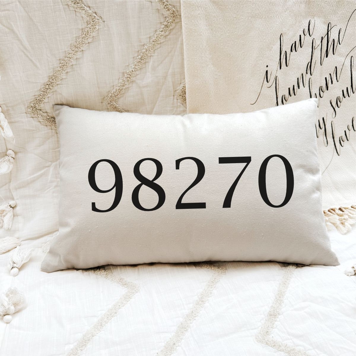 Zip Code Pillow, Long Pillow, Address Pillow, Home Decor, House Warming ...
