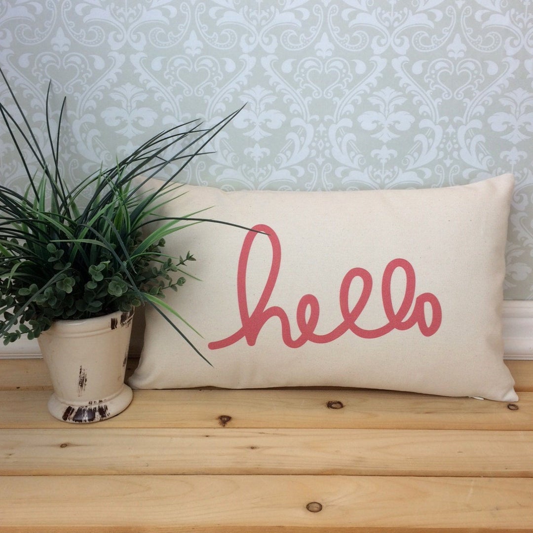 Hello Pillow Greeting Pillow Entry Way Decor Oblong Pillow - Etsy