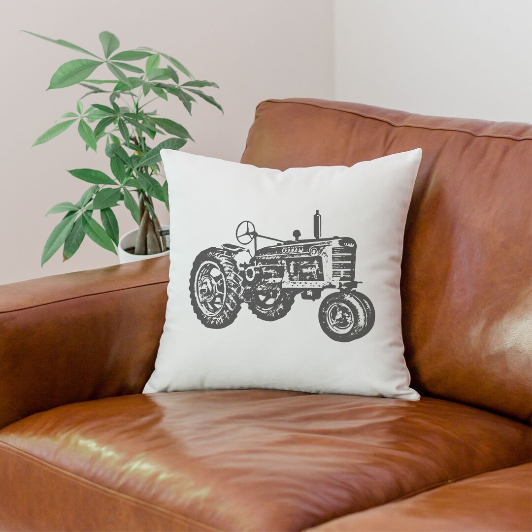 Vintage Farmall Tractor Pillow With Custom Color / Cotton Canvas Pillow ...