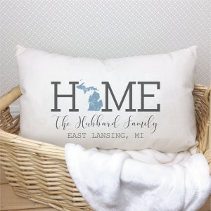 Custom Family Pillow, Michigan Home State Pillow, Oblong Lumbar ...