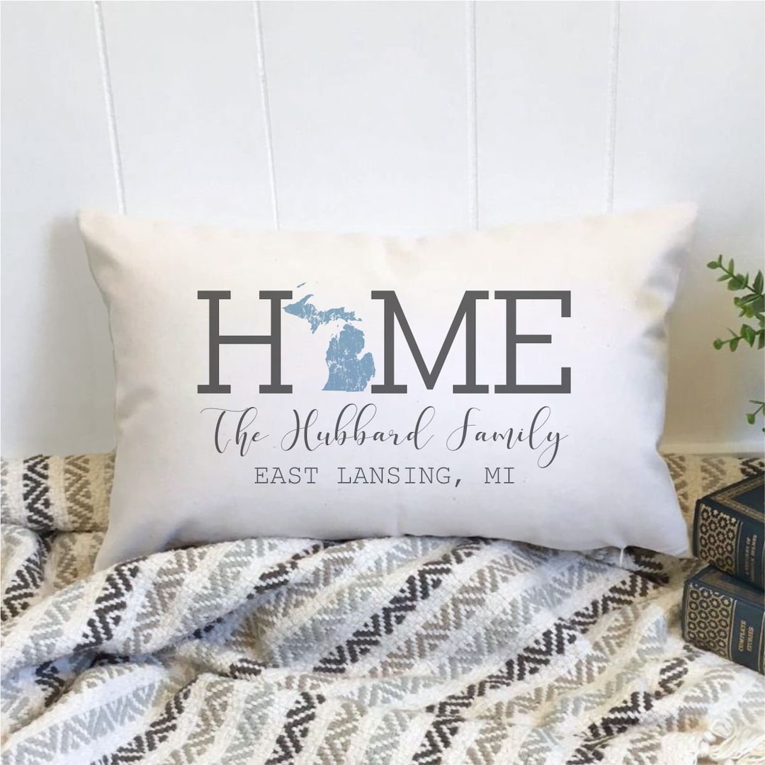 Custom Family Pillow, Michigan Home State Pillow, Oblong Lumbar ...
