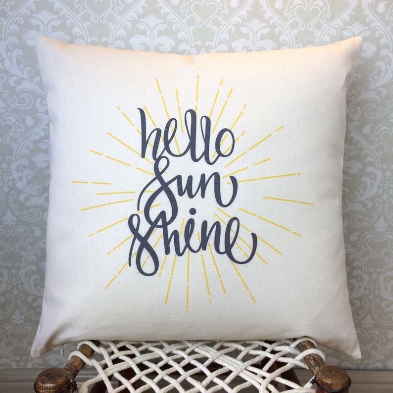 Hello Sunshine Pillow Cozy Cotton Pillow Hello Sun Shine - Etsy