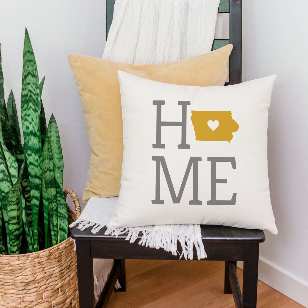Custom Home State Cotton Pillow Cover With Optional Insert / Iowa - Etsy