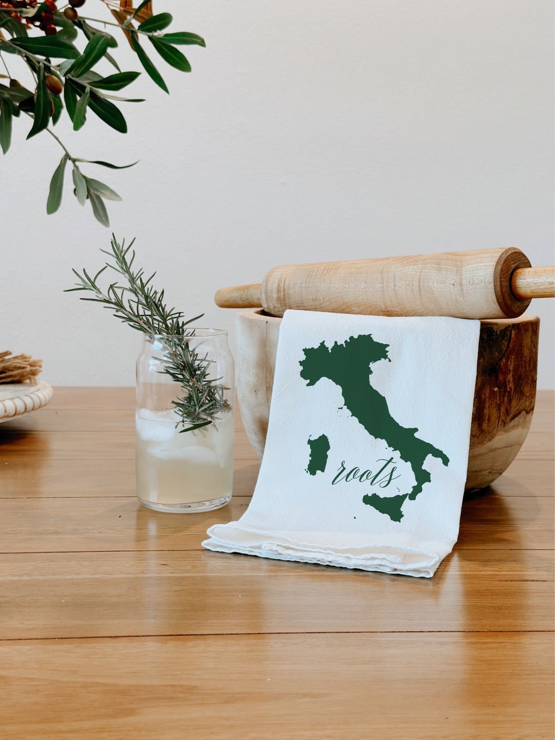 Italian Roots Tea Towel, Italy Flour Sack Towel, Map of Italy, Custom ...