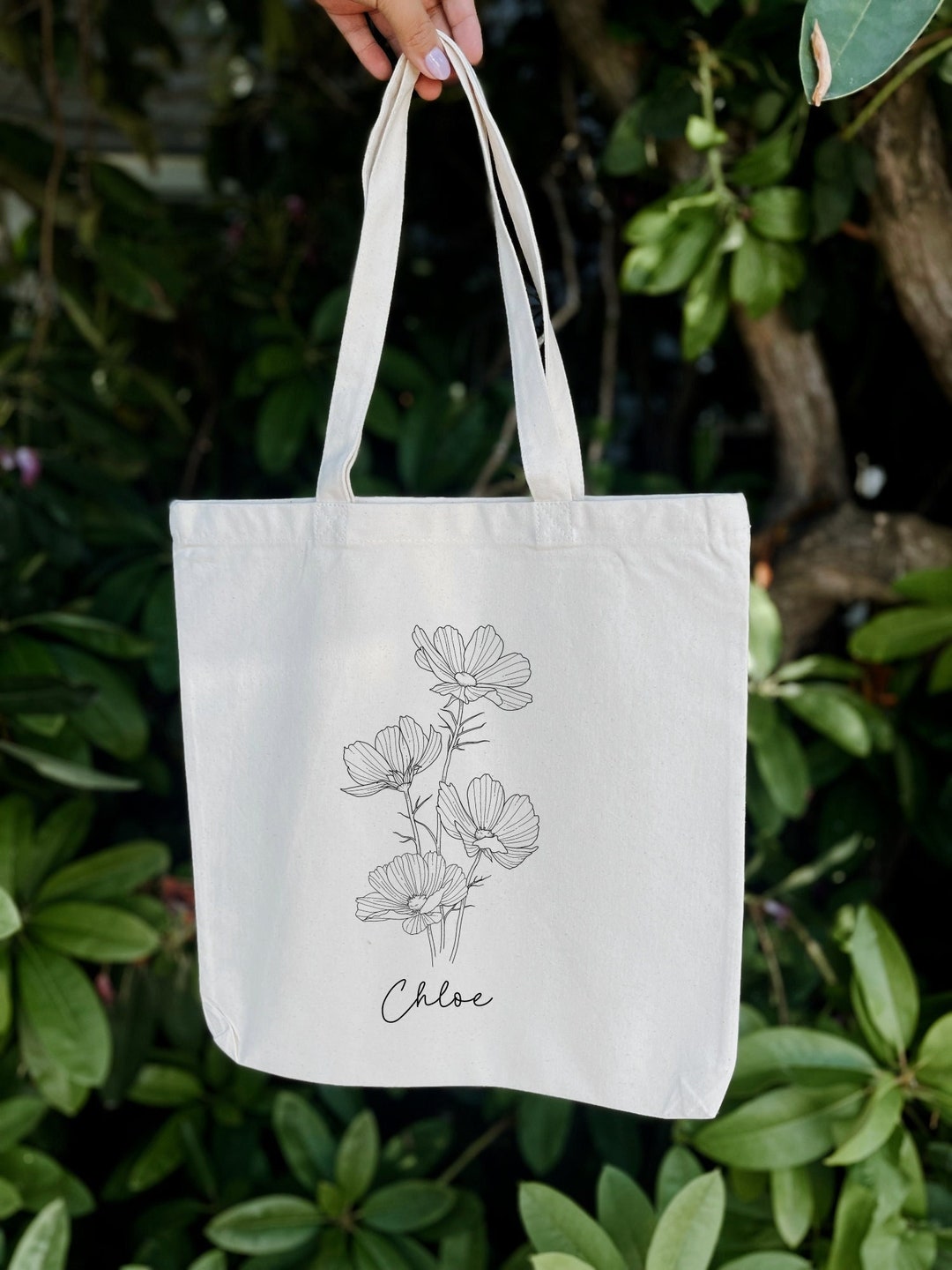 Cosmo Birth Flower Tote Bag Personalized / Floral Farmers Market Tote ...