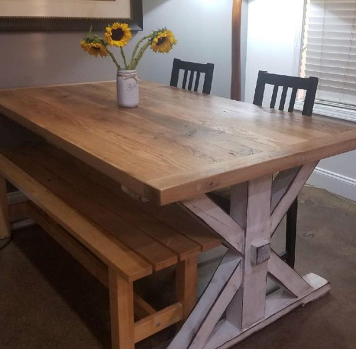 Farmhouse Table, Reclaimed Wood Table, Dinning Table, Tressell Style ...