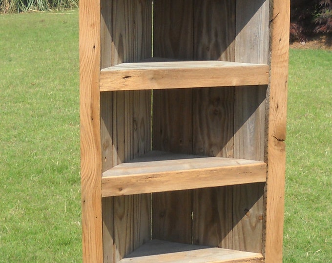 Barn Wood Bookcase, Barn Wood Corner Bookcase, Corner Bookcase, Rustic ...