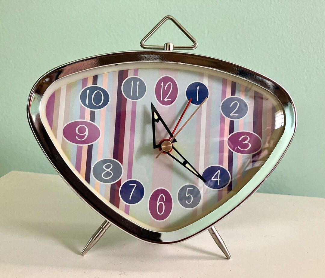 Vintage Y2k Does MCM Target Metal Desk Alarm Striped Colorful Clock ...