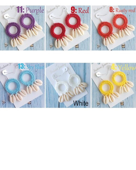 New Fashion Boho Beach Shell Crochet Earrings, Large … - Gem
