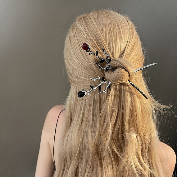 Rose Sword Hair Sticks Hairwear for Women Simple Flow… - Gem