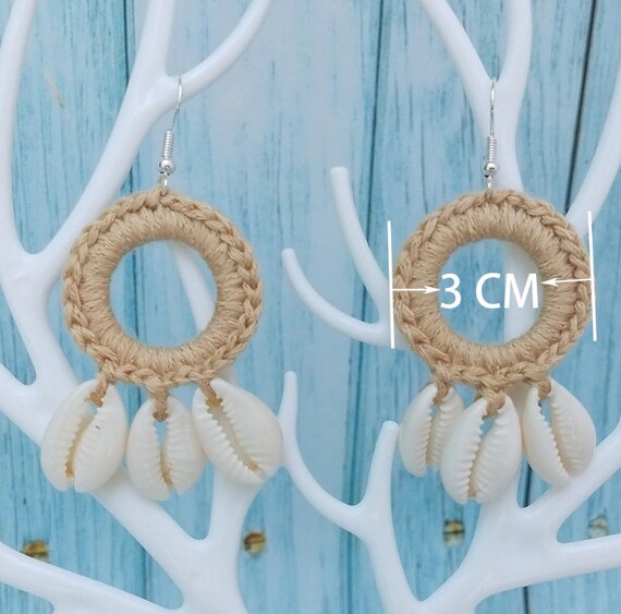 New Fashion Boho Beach Shell Crochet Earrings, Large … - Gem
