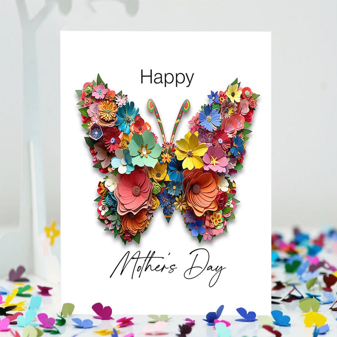 Mother's Day Butterfly With Flower Wings Butterfly Mothers Day Card ...